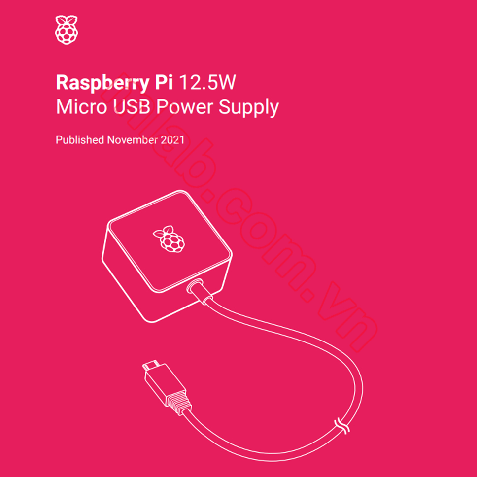 Nguồn Chính Hãng Raspberry Pi 12.5W (5V/2.5A) Micro USB dành cho Raspberry Pi Model 3B/3B+